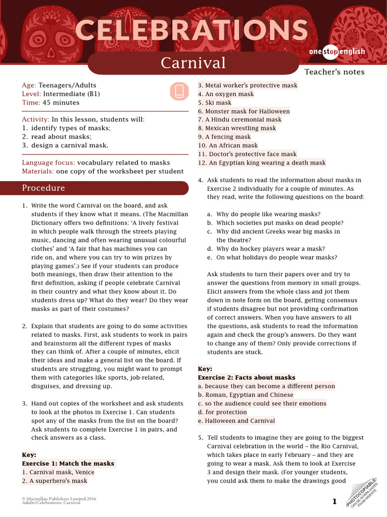 Celebrations - Carnival | PDF | Mask | Carnival