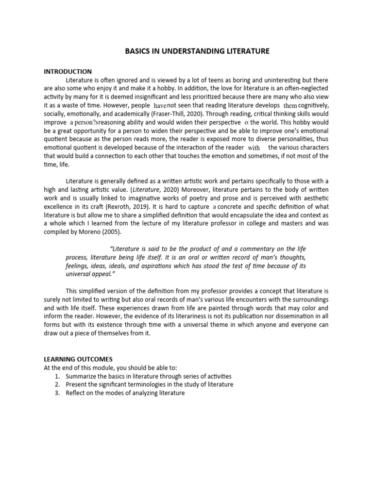 Great Books - Literature Basics | PDF | Poetry | Metre (Poetry)