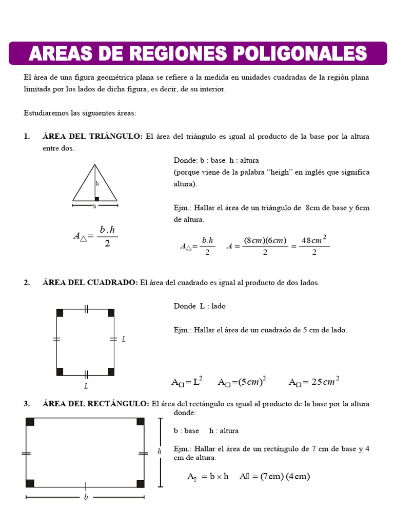 Areas de Regiones Poligonales | PDF | Triángulo | Rectángulo