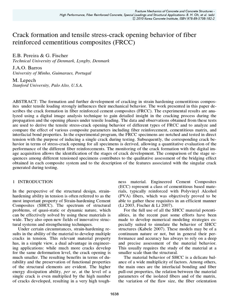 Crack Formation and Tensile Stress-Crack Opening Behavior of Fiber Reinforced Cementitious ...