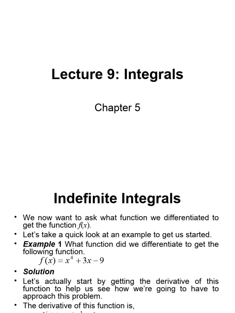 Lec 9.1 Integrals | PDF | Integral | Functions And Mappings