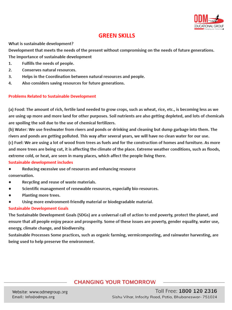 Green Skills Notes | PDF | Sustainability | Water