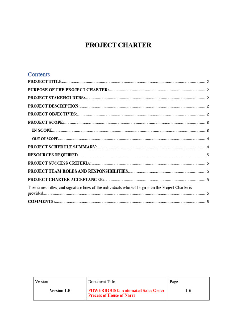 Aispm Project Charter - Powerhgouse | PDF | Automation | Sales