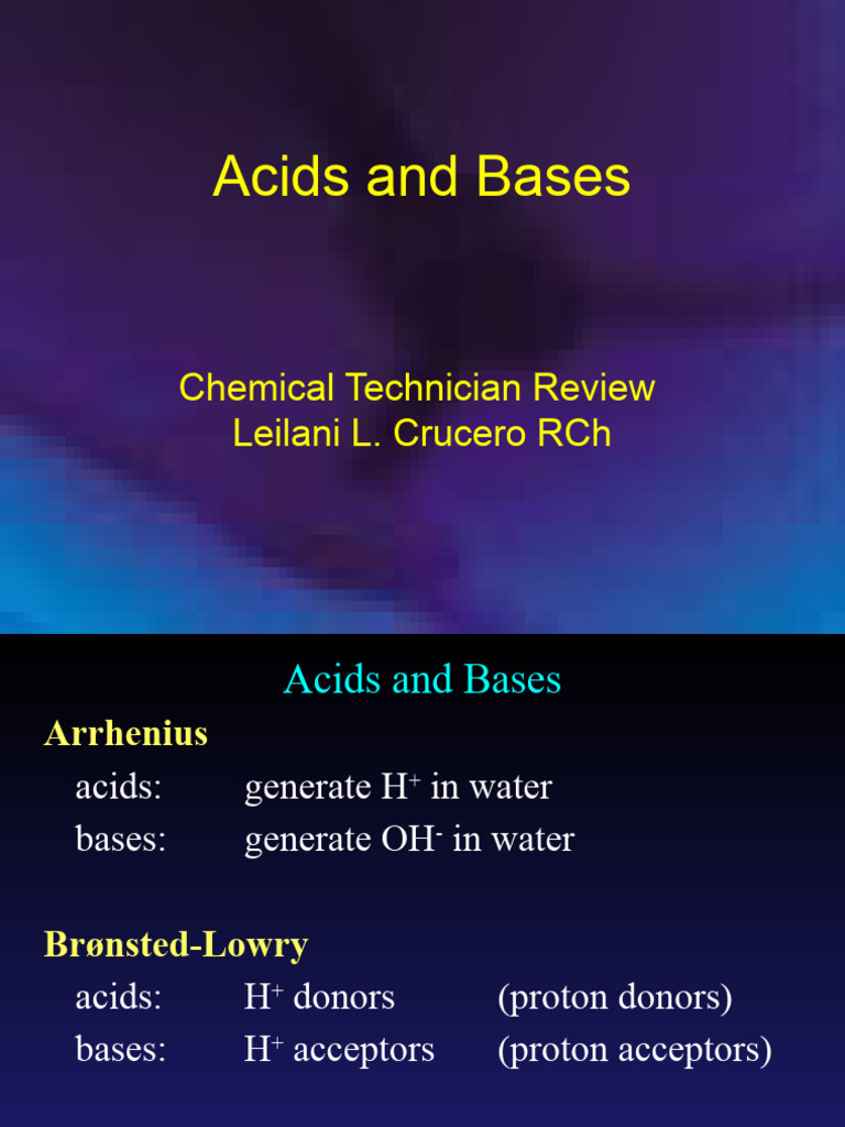 Chem Tech Review Acids and Bases | PDF | Acid | Hydroxide