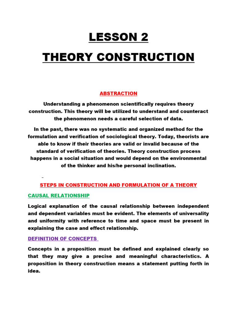 LESSON 2 Theory Construction | Download Free PDF | Theory | Hypothesis