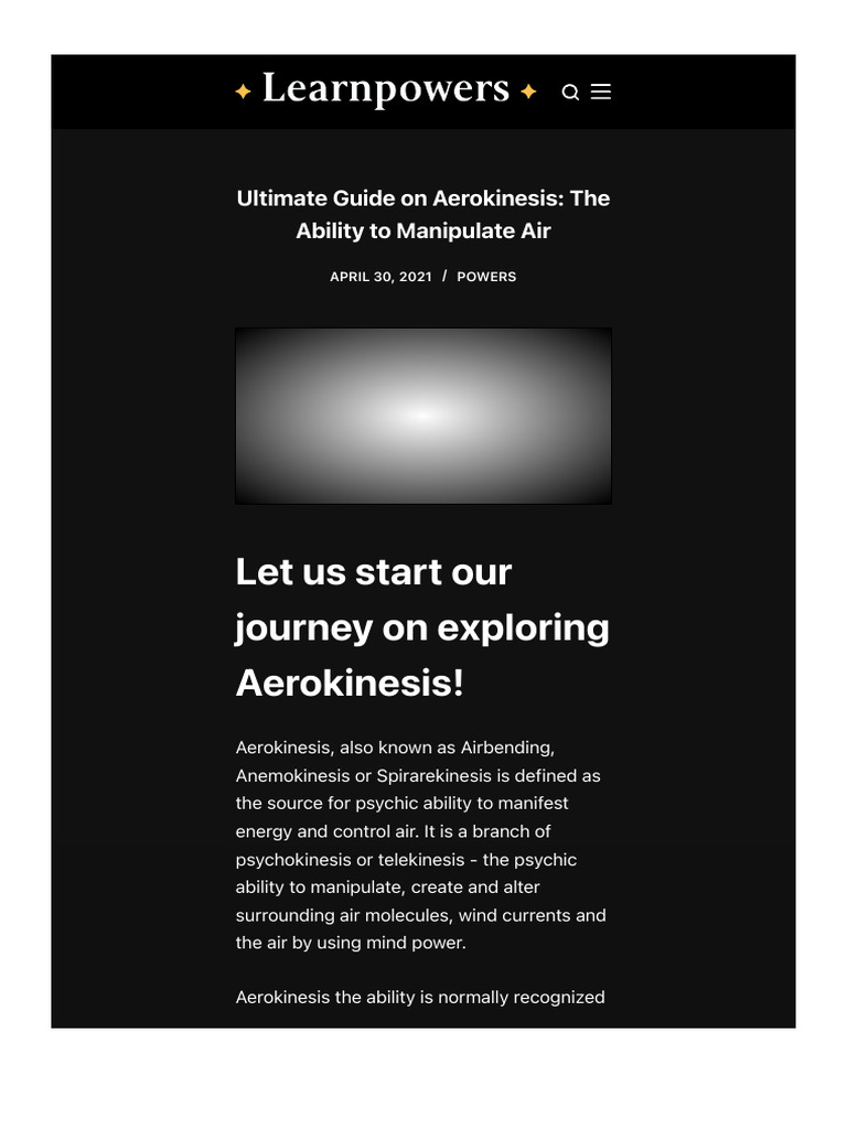 Ultimate Guide On Aerokinesis - The Ability To Manipulate Air - Learn ...