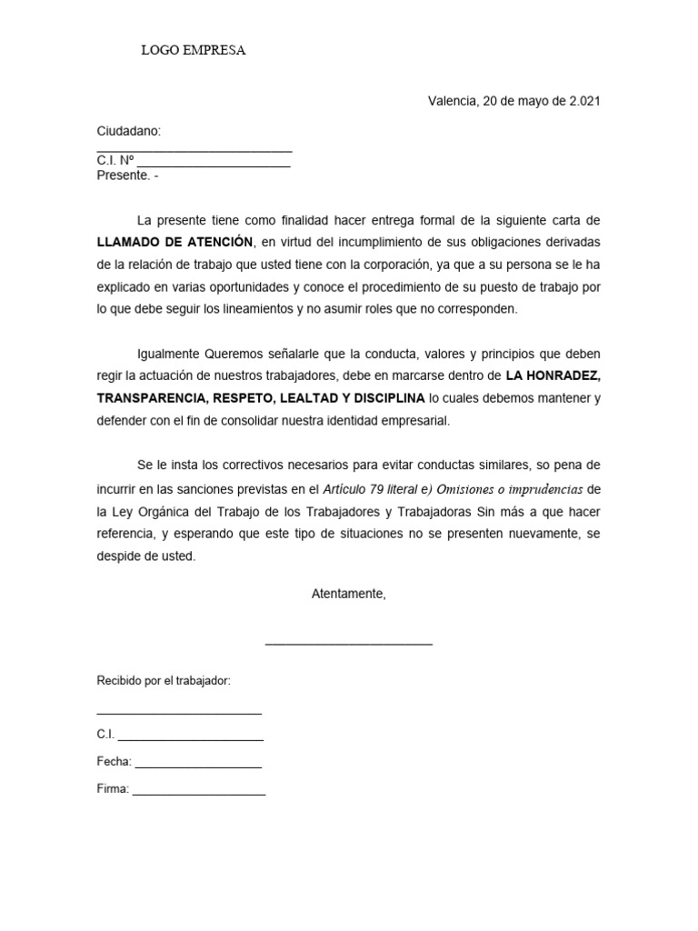 Llamado de Atencion | PDF