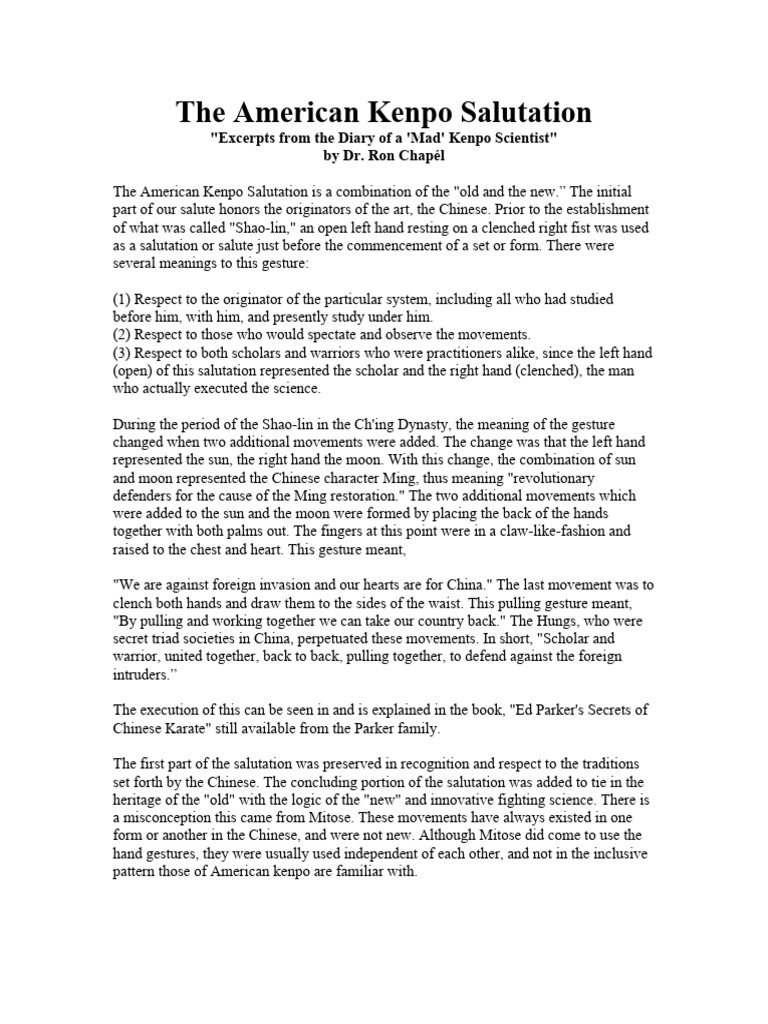 The American Kenpo Salutation | PDF | Social Science
