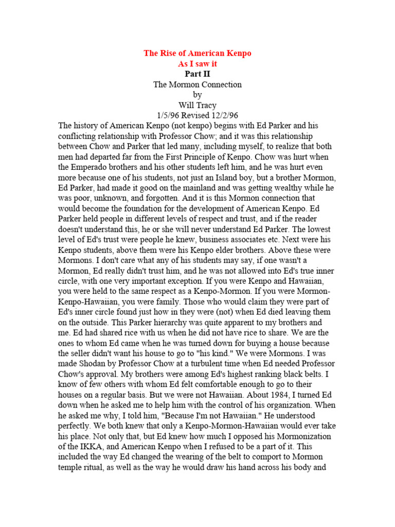The Rise of American Kenpo PT 2, The Mormon Connection | PDF | Latter Day Saint Movement | The ...