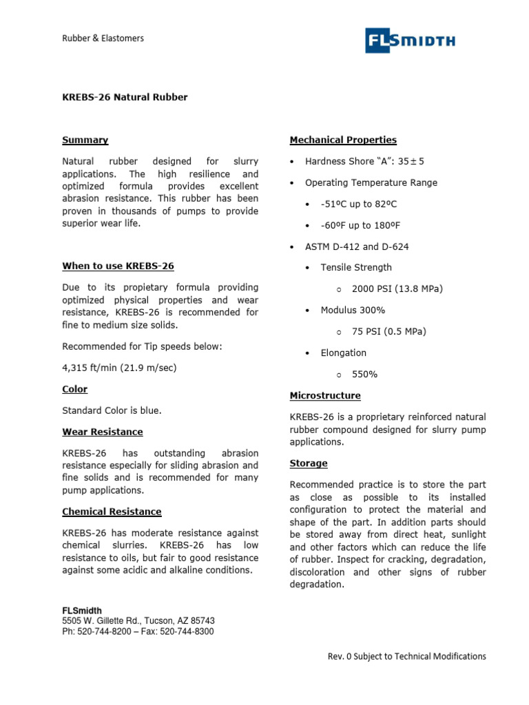 KREBS-26 BPC Natural Rubber | PDF | Natural Rubber | Wear