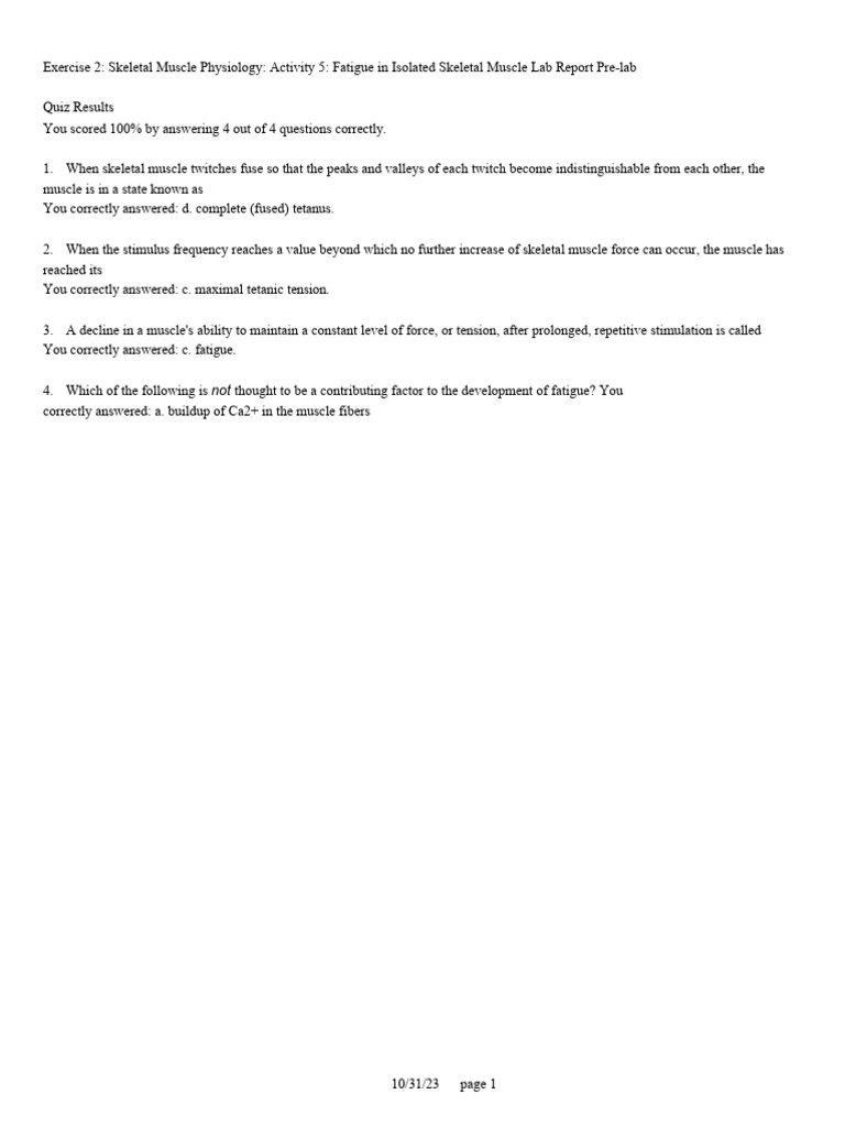 Skeletal Muscle Fatigue Lab Report | PDF | Muscle Contraction ...