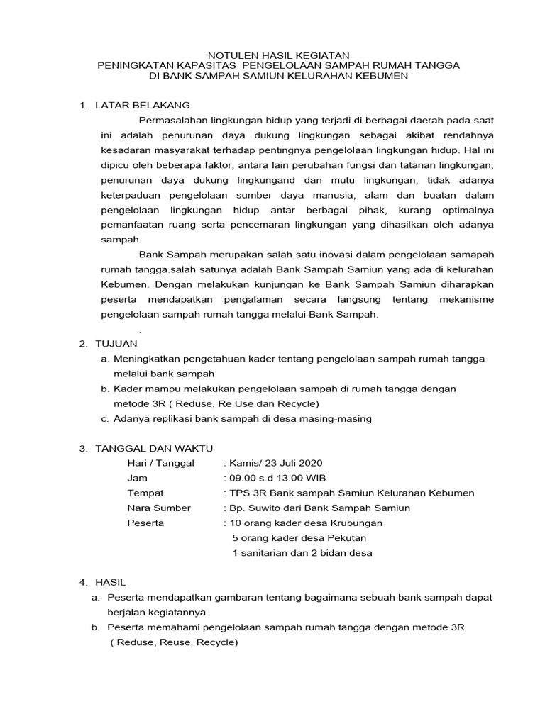 Notulen Hasil Kegiatan | PDF