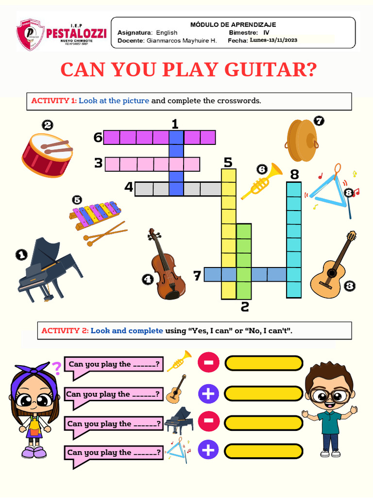 2 Musical Instruments Worksheet | PDF | Albums | Rock Music