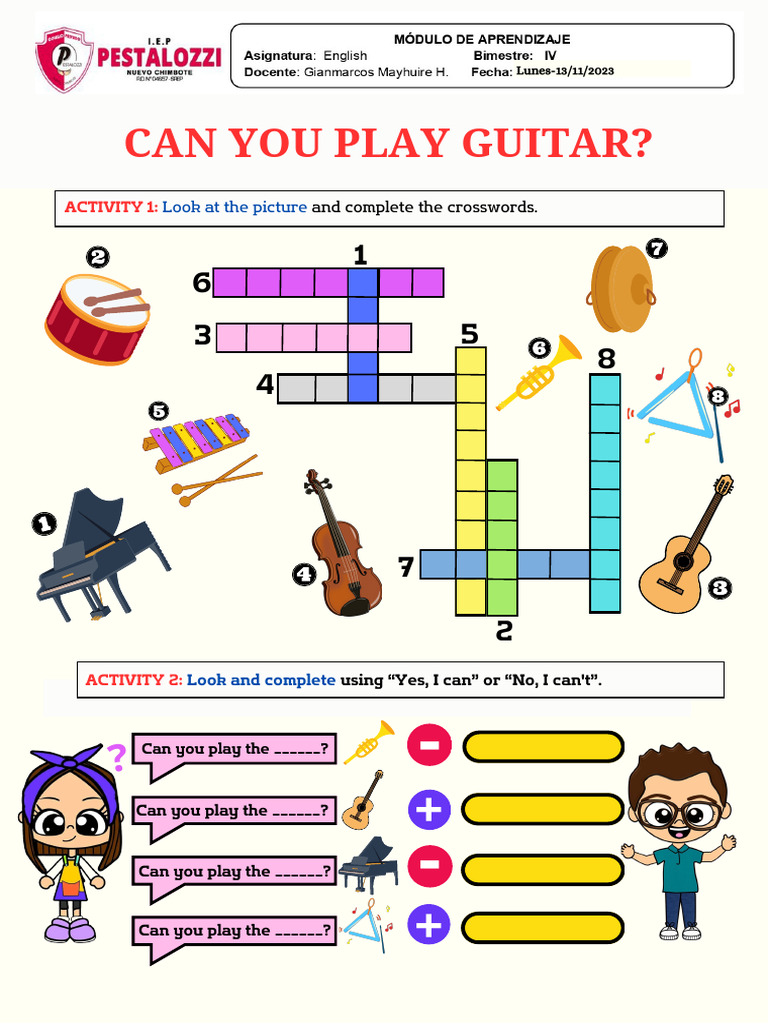 Musical Instruments Worksheet | PDF | String Instruments | Musical ...