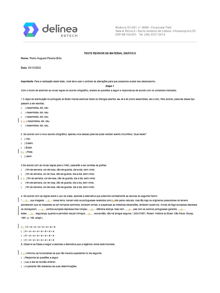 Teste Revisor 20220526 Reduzido Pedro A P Brito | PDF | Contabilidade ...