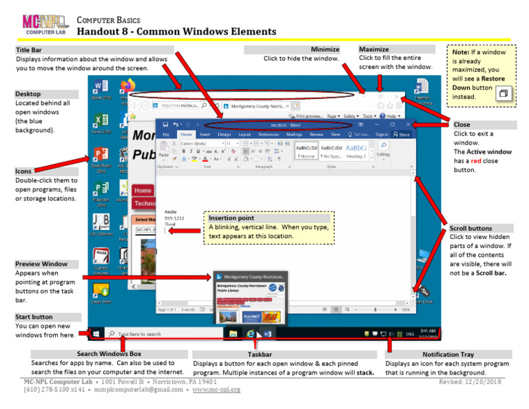 Common Elements of Windows Interface | PDF | Window (Computing ...