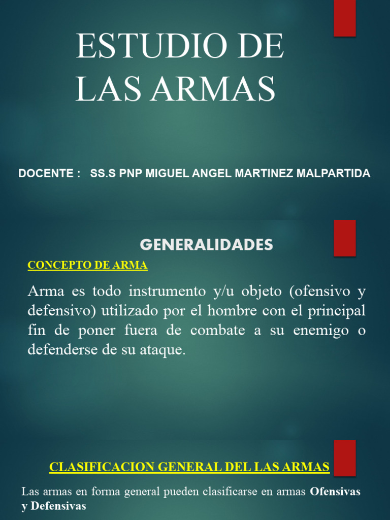 Clasificación y Concepto de Armas | PDF | Armas de fuego | Cartucho ...