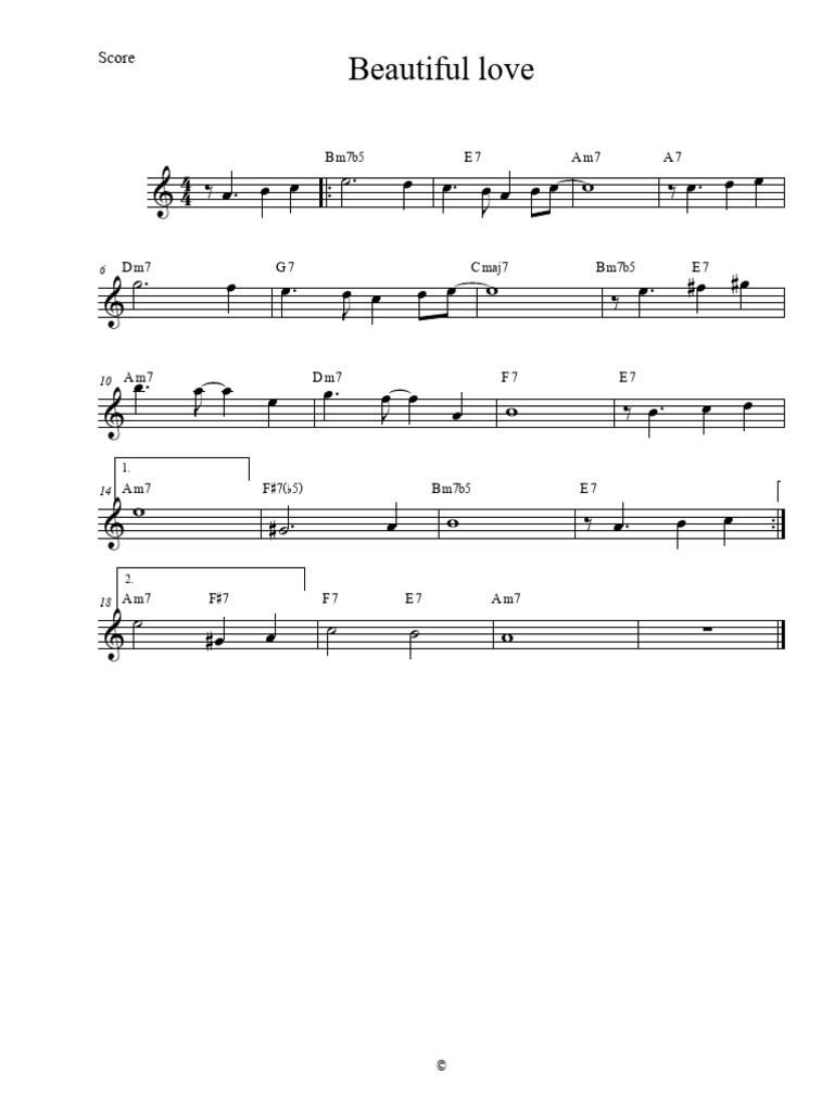 Beautiful Love Jazz Chords and Score | PDF