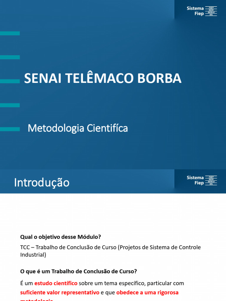 Metodologia Científica e TCC no SENAI | PDF | Método científico | Science