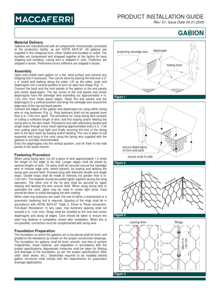 Gabions Install Guide | PDF | Wire | Drainage
