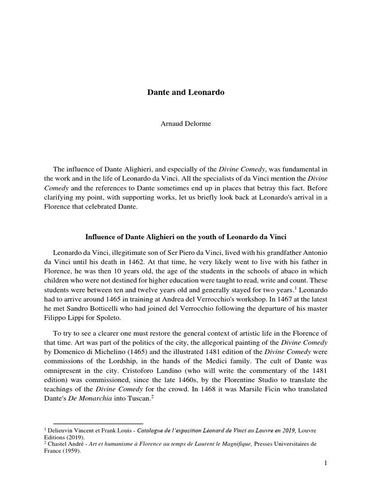 Dante and Leonardo | PDF | Divine Comedy | Leonardo Da Vinci