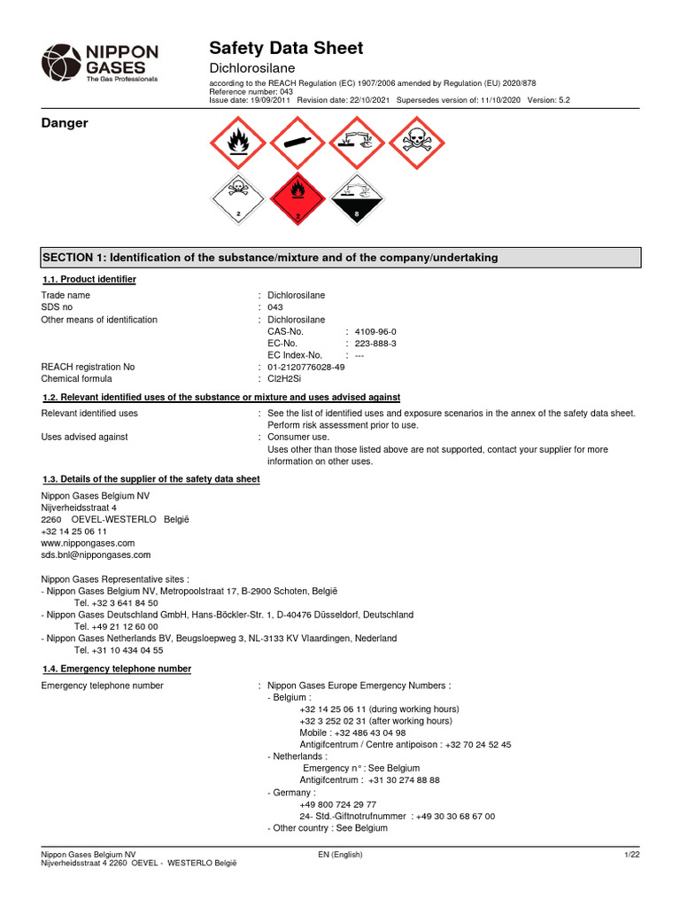 Dichlorosilane Safety Data Sheet | PDF | Personal Protective Equipment ...