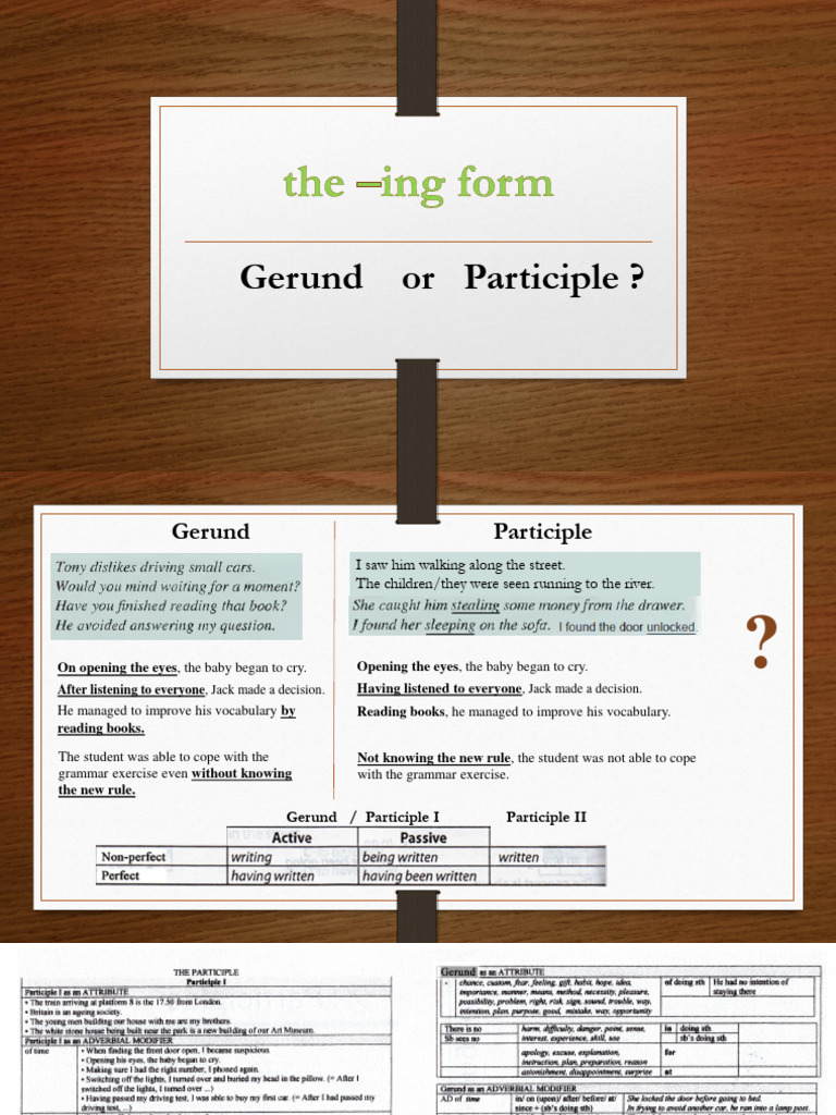 1) The - Ing Form - Gerund vs. Participle | PDF | Verb | Linguistic ...