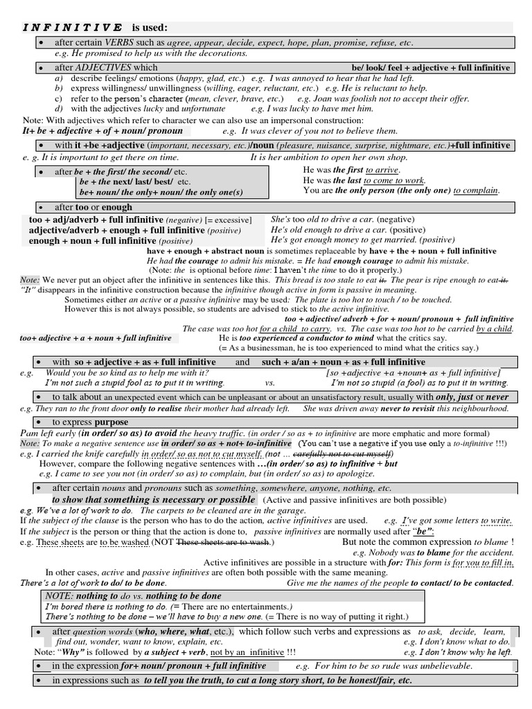 Full Infinitive | PDF | Adjective | Noun