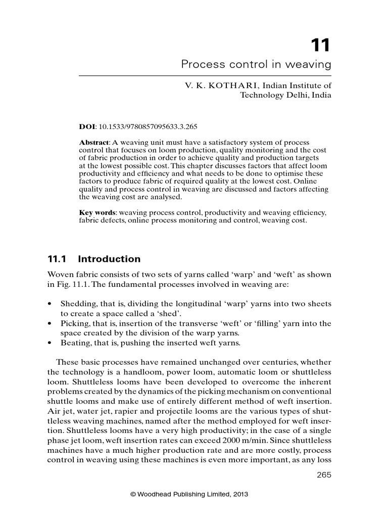 Process Control in Weaving | PDF | Loom | Weaving