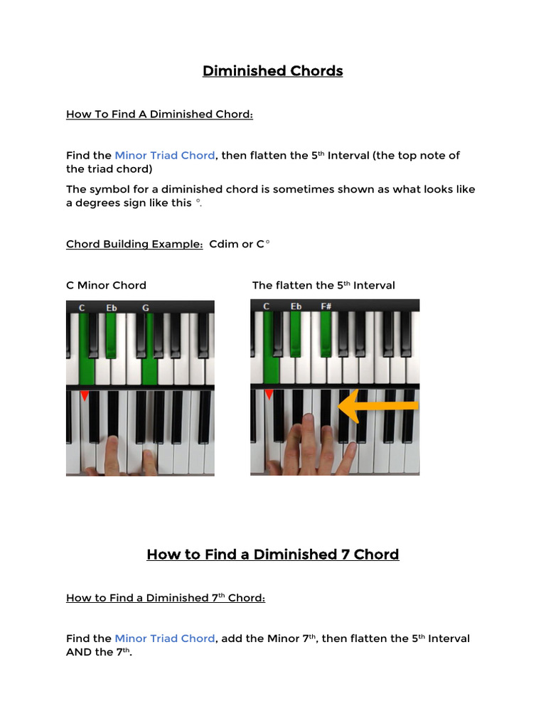 Diminished & Diminished 7th Chords | PDF