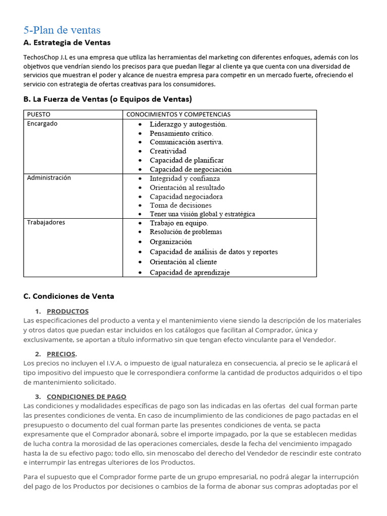 5-Plan de Ventas | PDF | Marketing | Mercado (economía)
