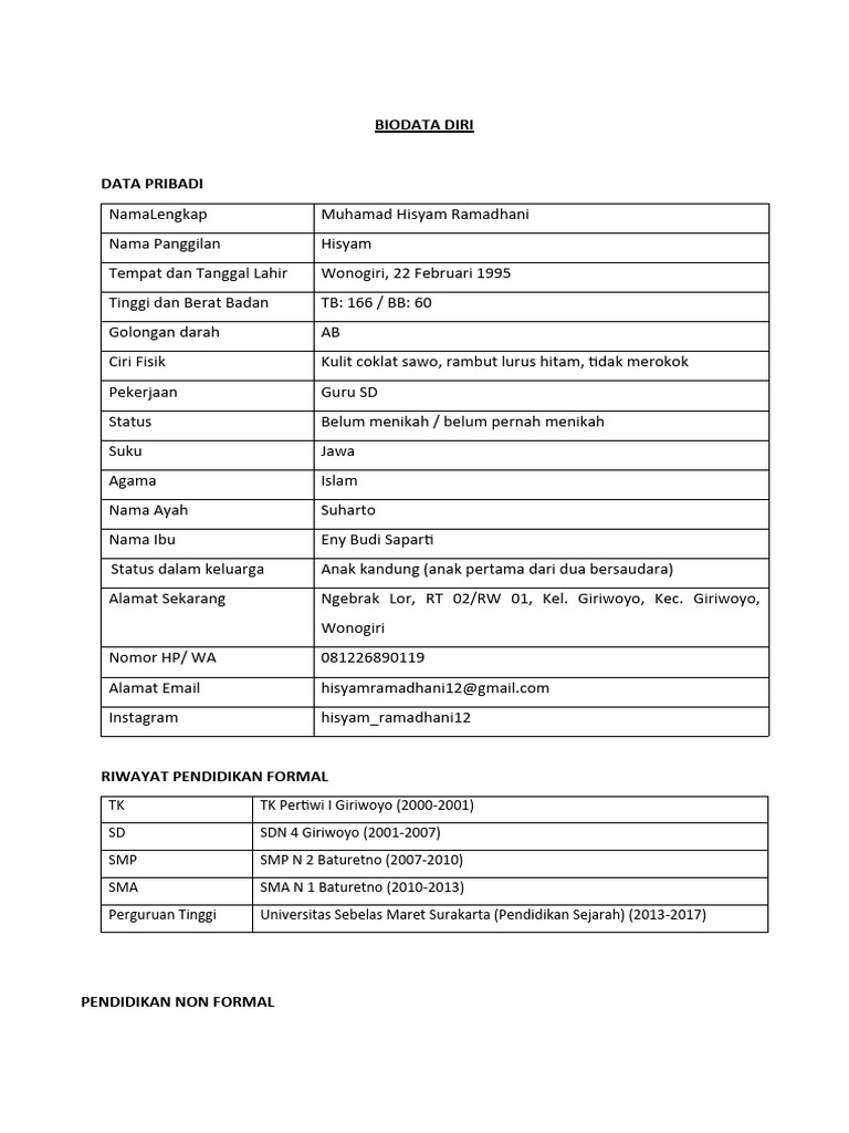 Biodata Diri | PDF
