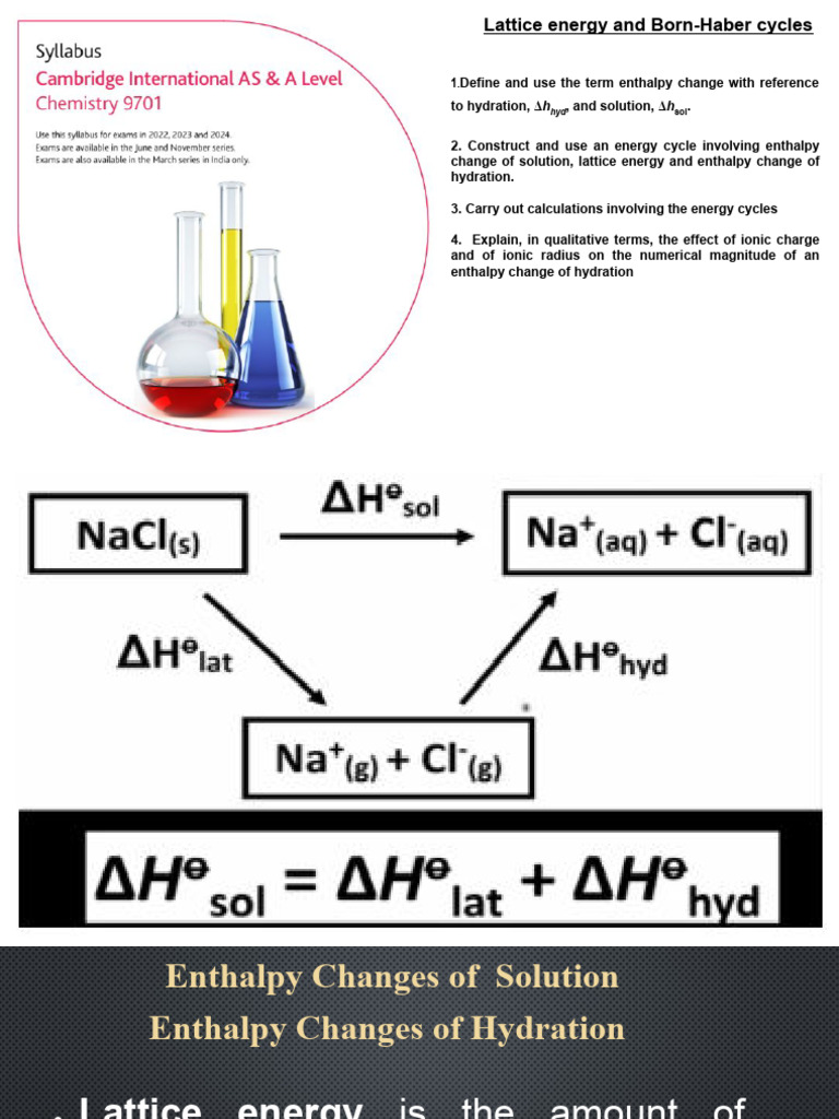 LE and Enthalpy Change in Solution and Hydration | PDF | Solvation | Ion