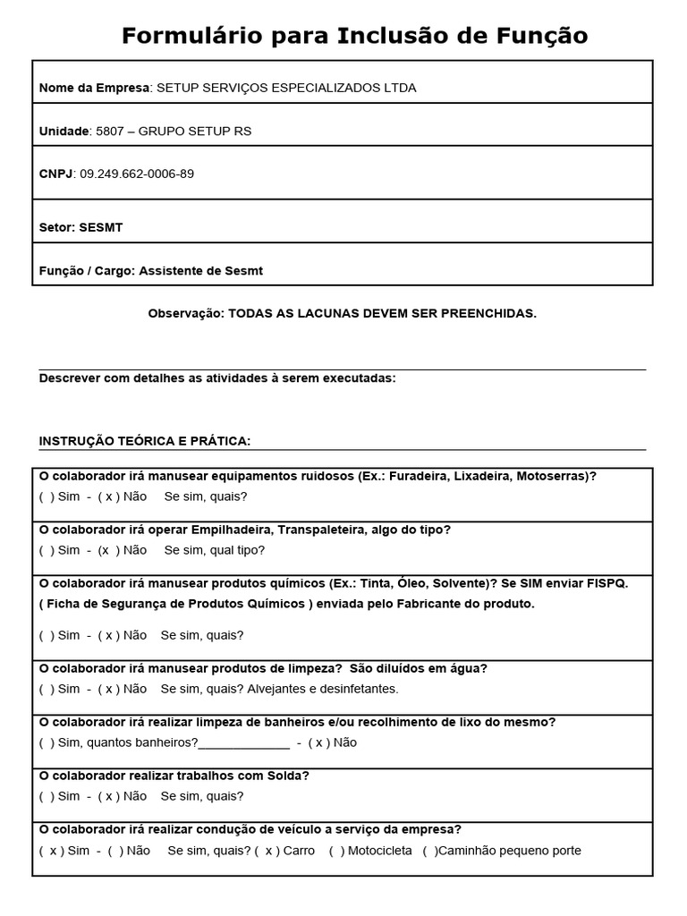 Formulario Descrição de Funções e Cargos | PDF Formulario Descrição de Funções e Cargos | PDF