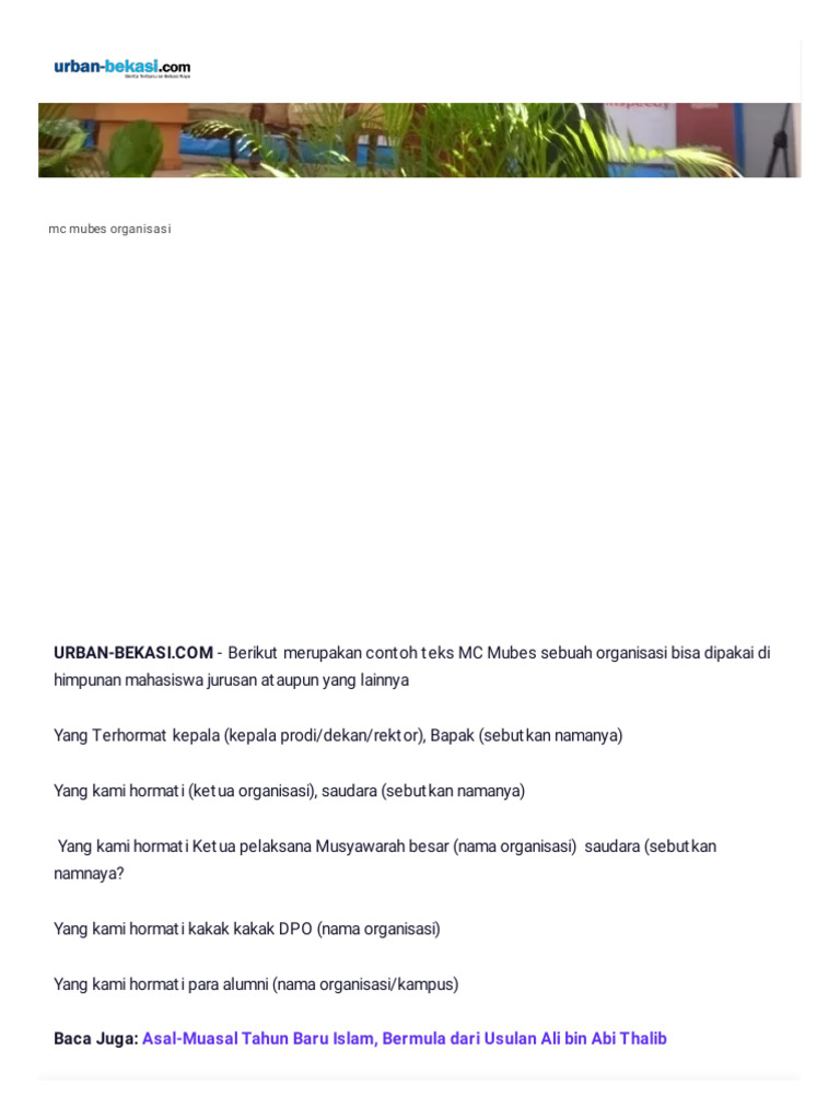 Contoh Teks MC MUBES Organisasi - Urban Bekasi | PDF