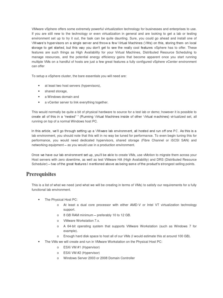 Vmware Lab | PDF | Virtual Machine | V Mware