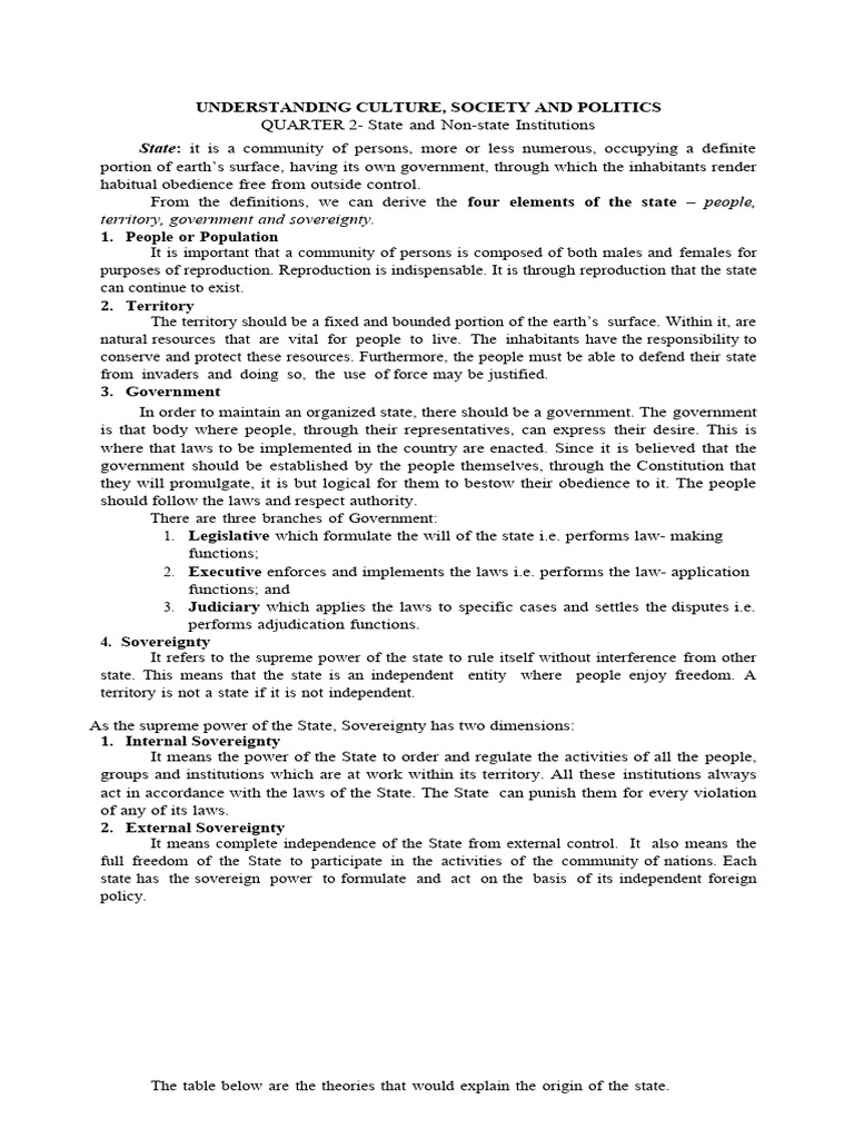 State and Non-State Institutions Explained | PDF | Non Governmental ...