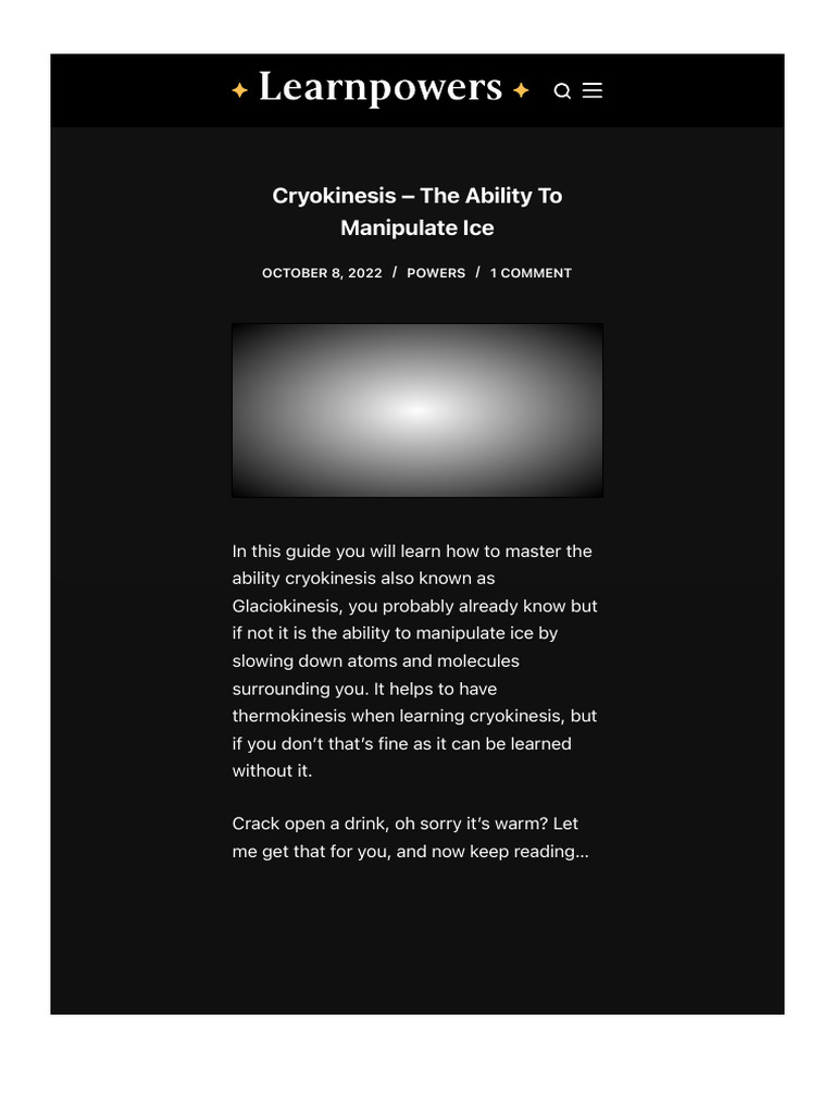 Mastering Cryokinesis: Ice Manipulation Guide | PDF | Snow | Ice