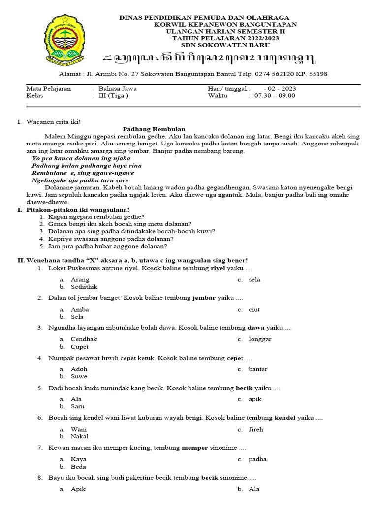Ulhar B. Jawa KL3 SM Ii | PDF