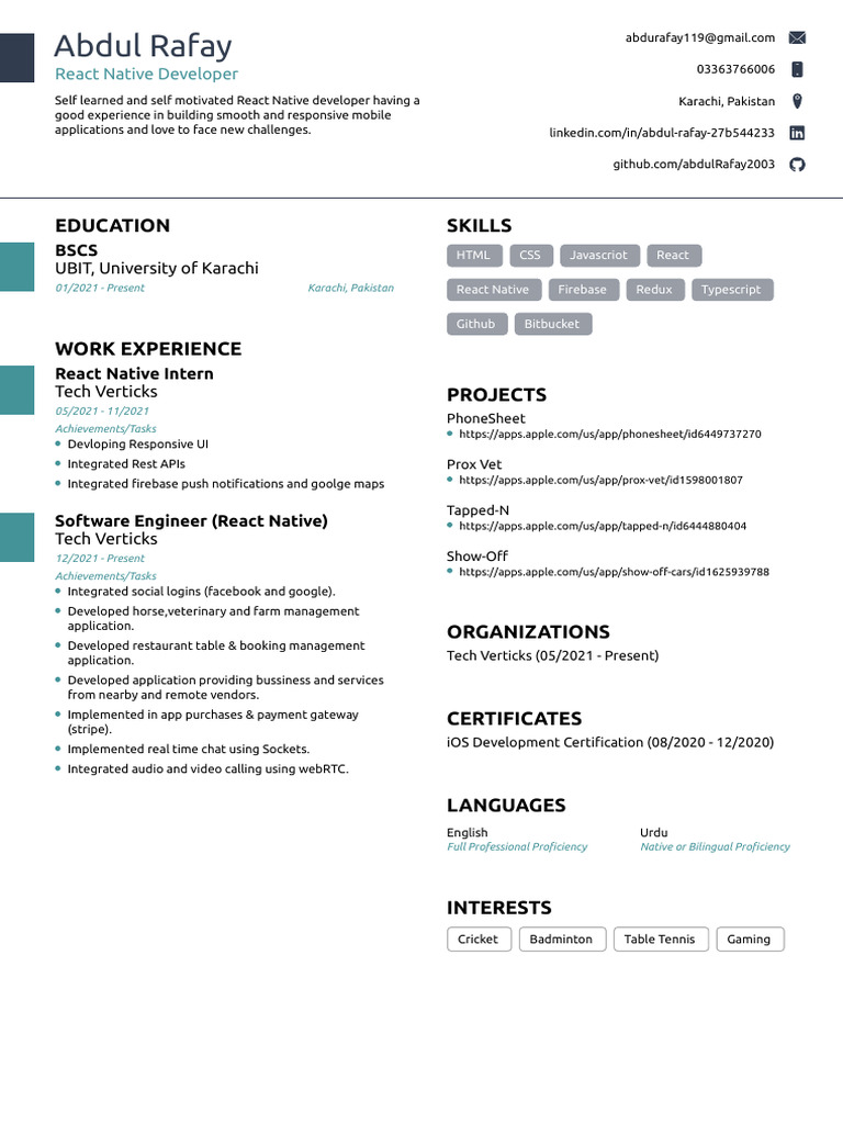 Rafay's Resume 1 | PDF | Software | Software Development