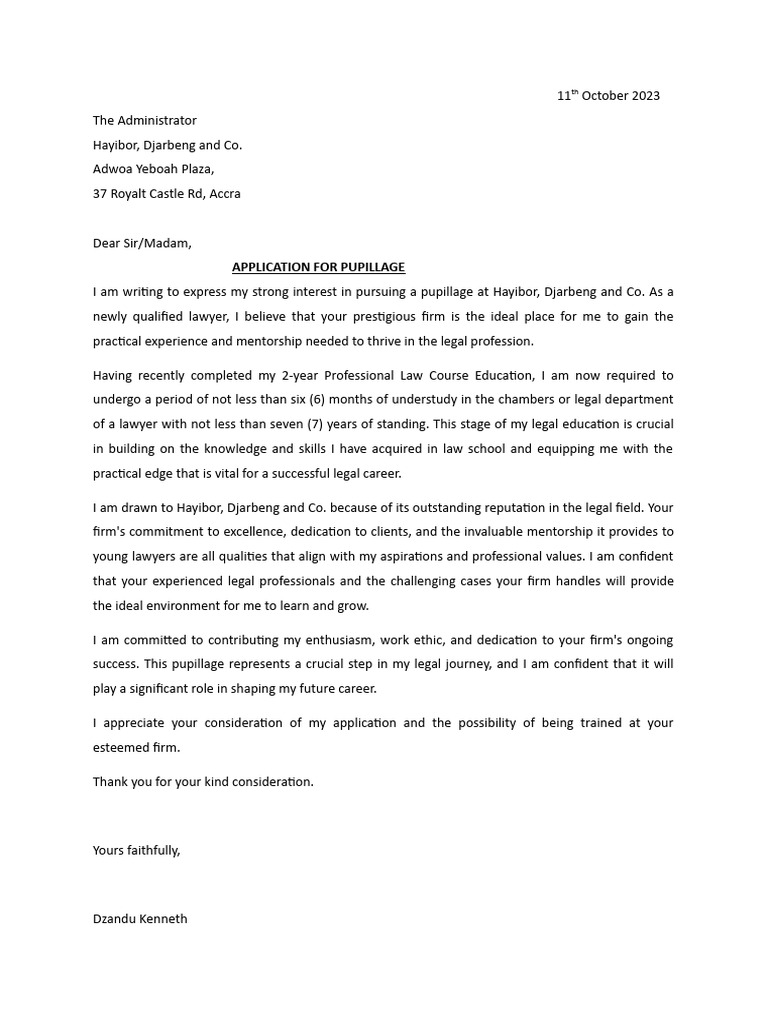 Application For Pupillage | PDF