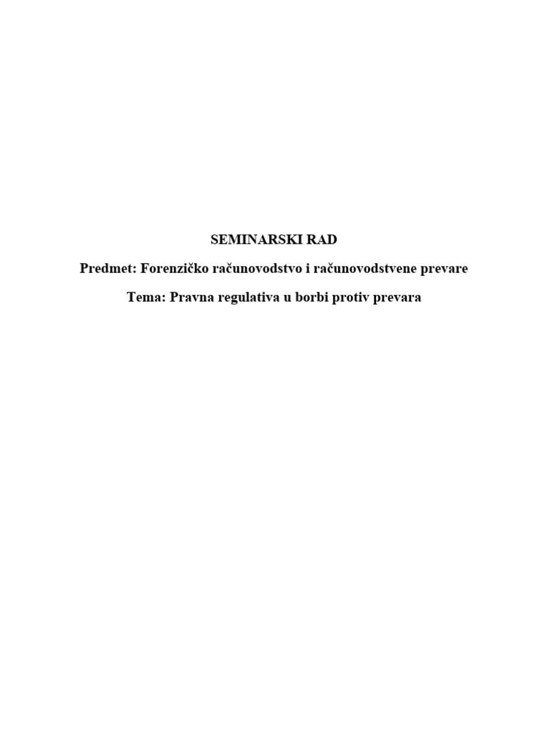 Korigovan Seminarski Rad-Pravna Regulativa | PDF