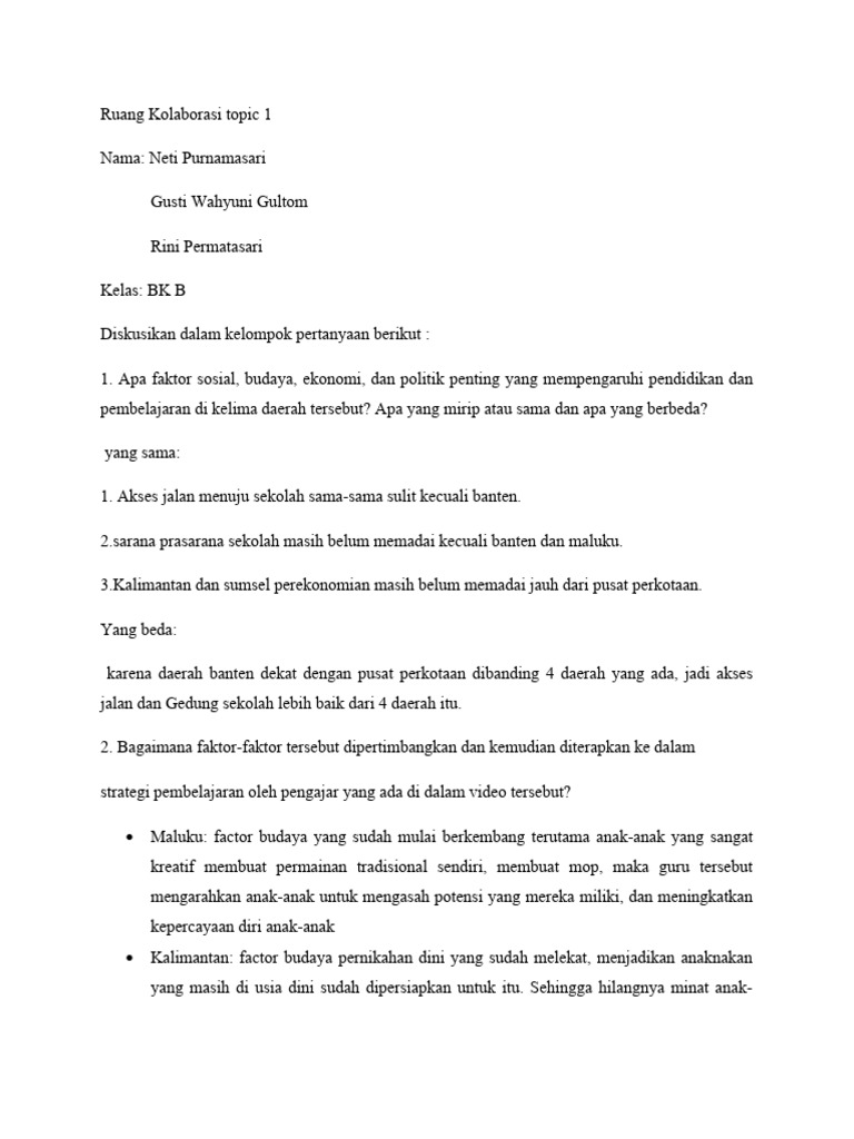 Ruang Kolaborasi Topic 1 | PDF