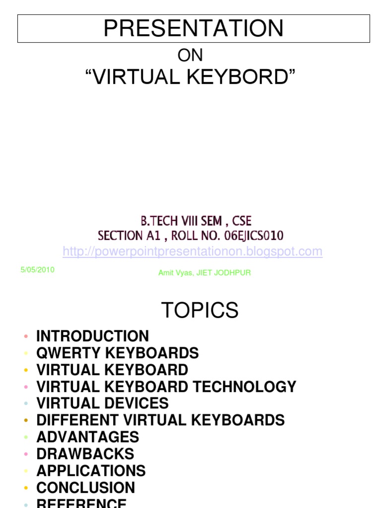 Presentation Virtual Keybord | PDF | Personal Digital Assistant ...