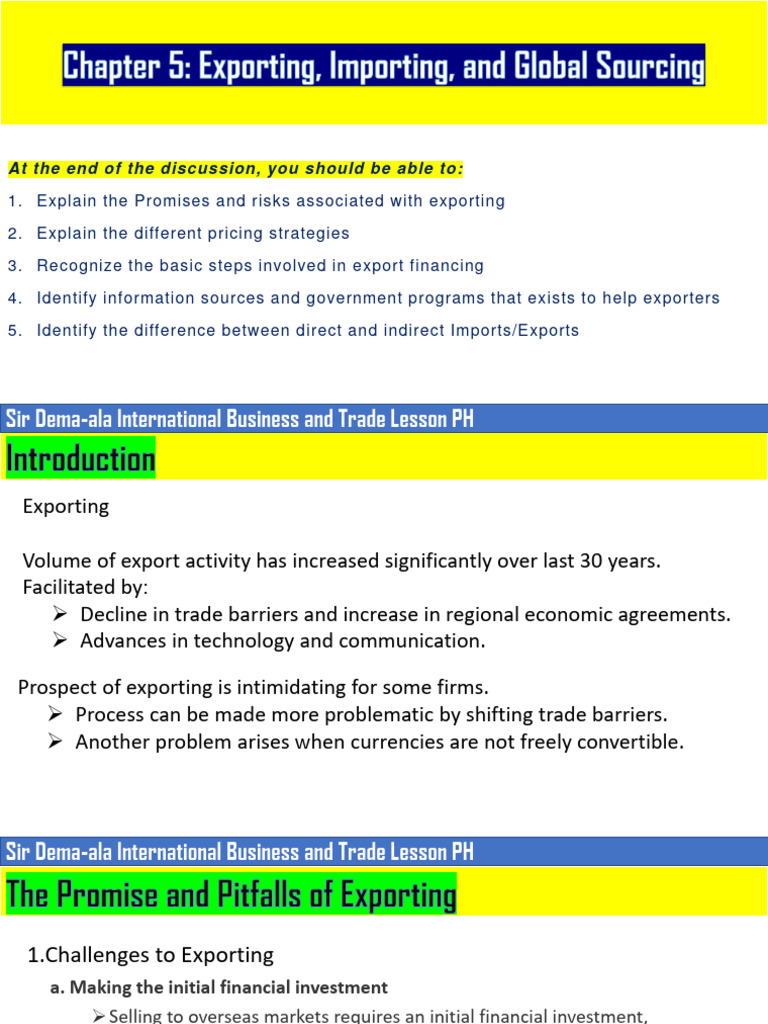 Chapter 5 Exporting, Importing, and Global Sourcing | PDF | Pricing ...