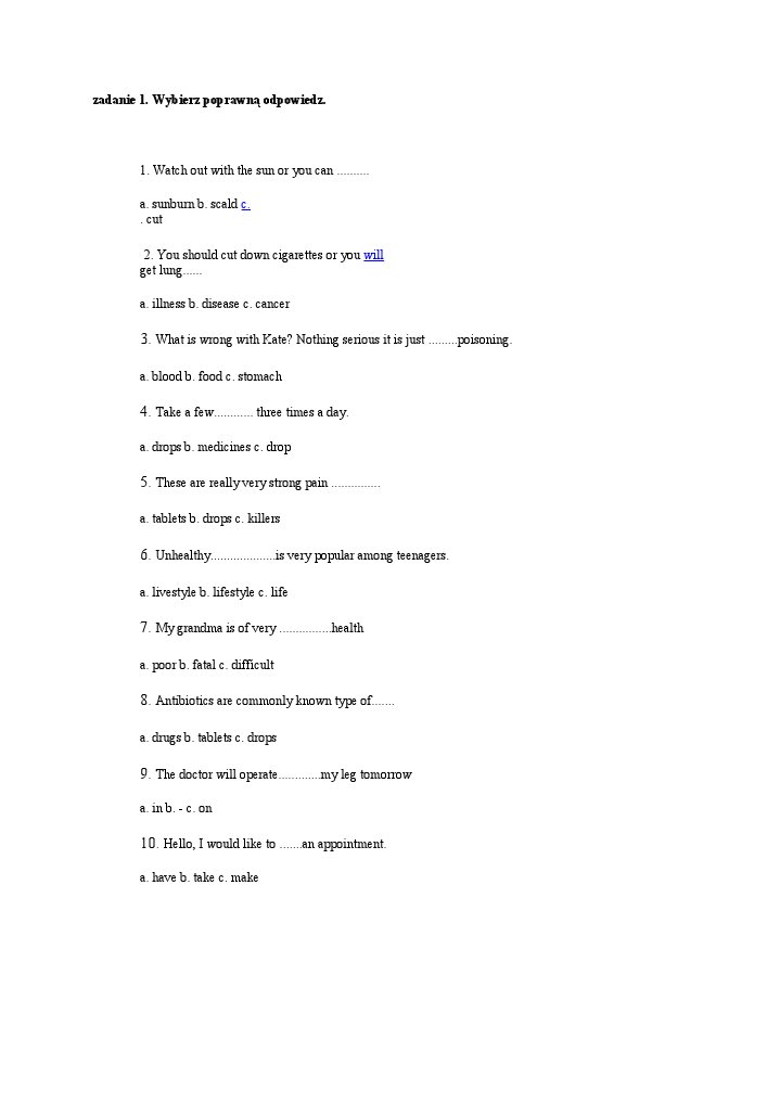 Health Quiz and Advice Exercise | PDF