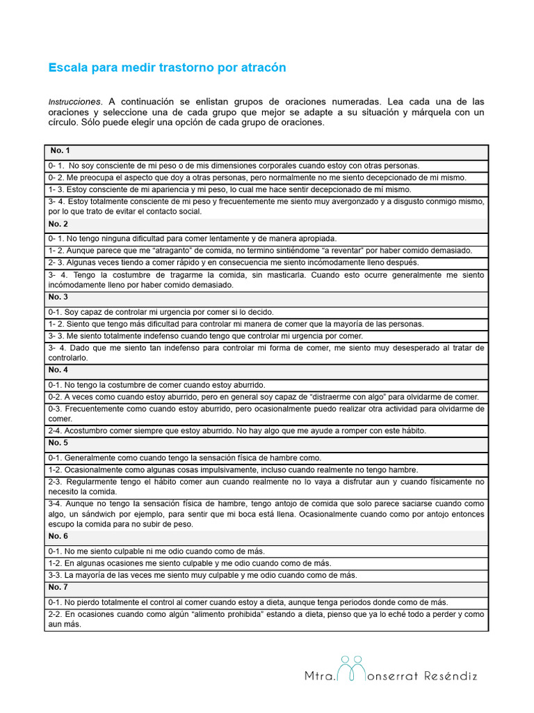 Escala TX Por Atracón | PDF