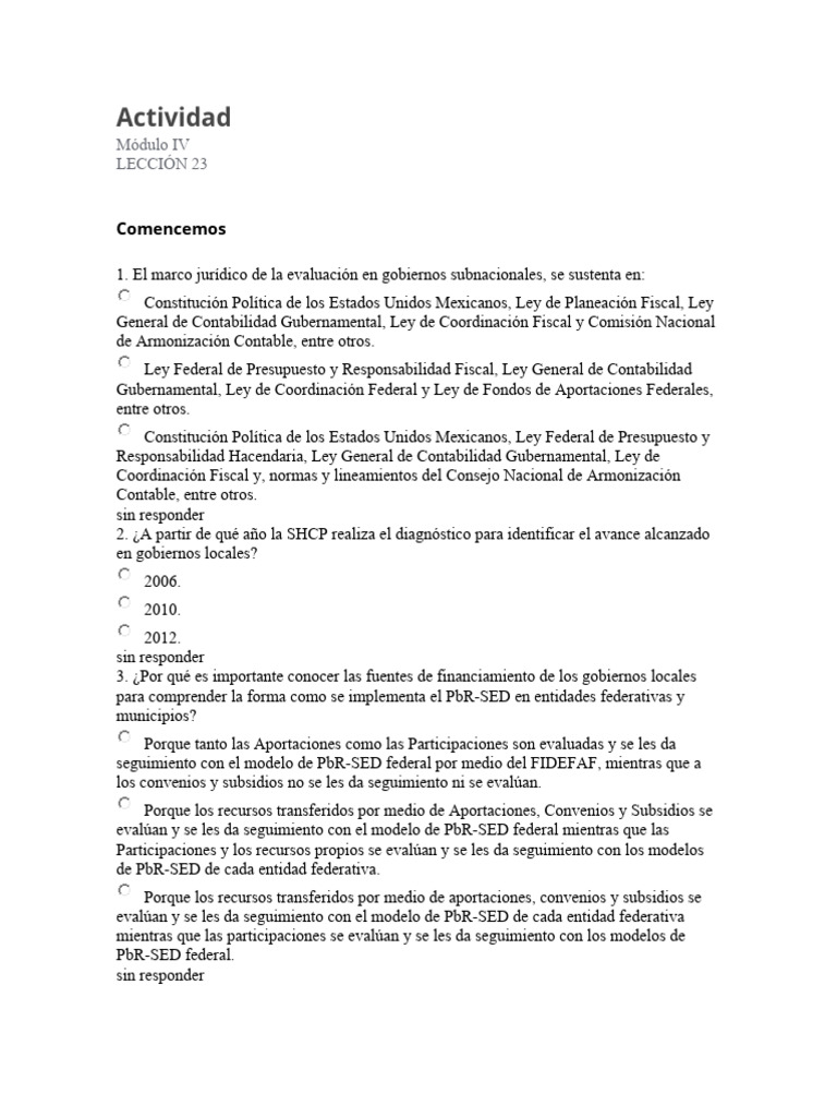 Actividad LECCIÓN 23 MODULO 4 | PDF | Contabilidad | Gobierno