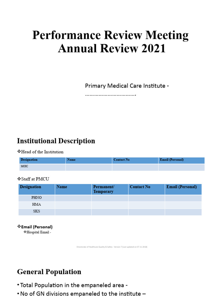Performance Review Meeting Pmci | PDF | Health Care | Patient