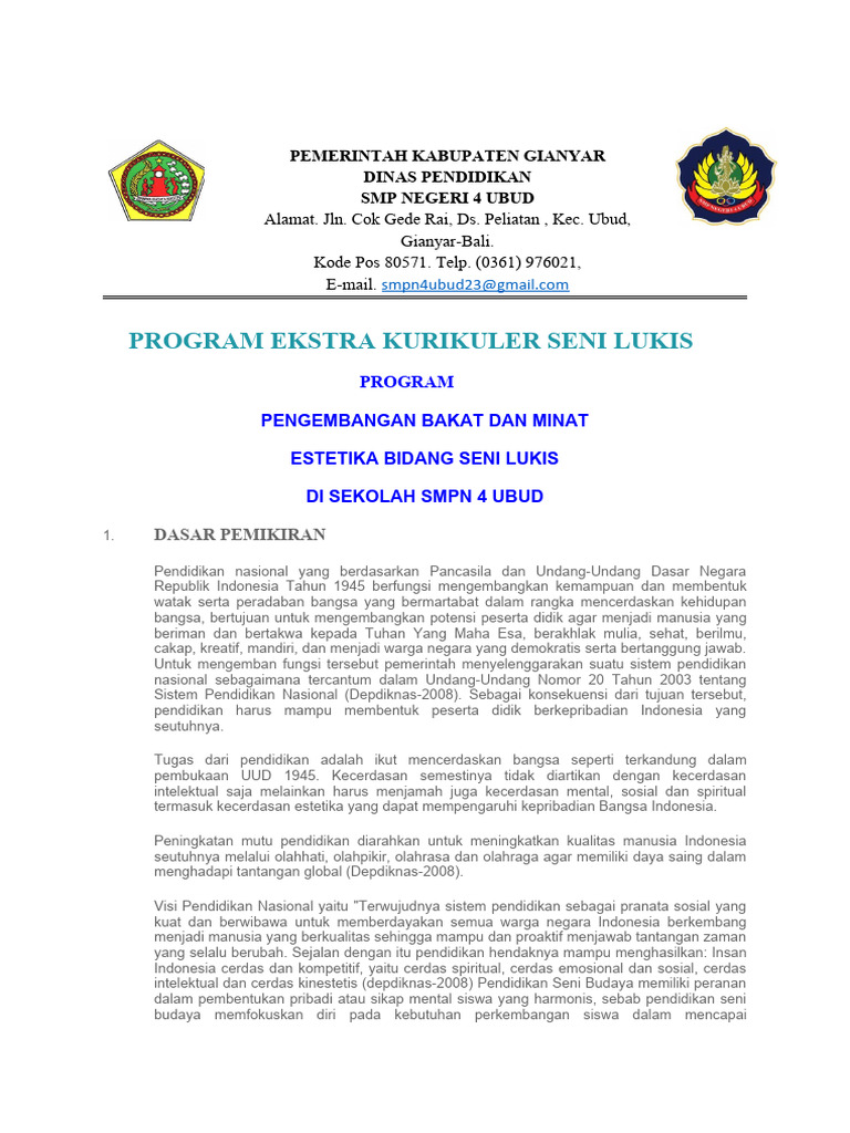 Program Ekstra Kurikuler Seni Lukis[1] | PDF
